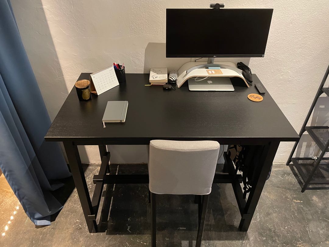 Standing Desk / Bar Table + Stool, Furniture & Home Living, Furniture ...