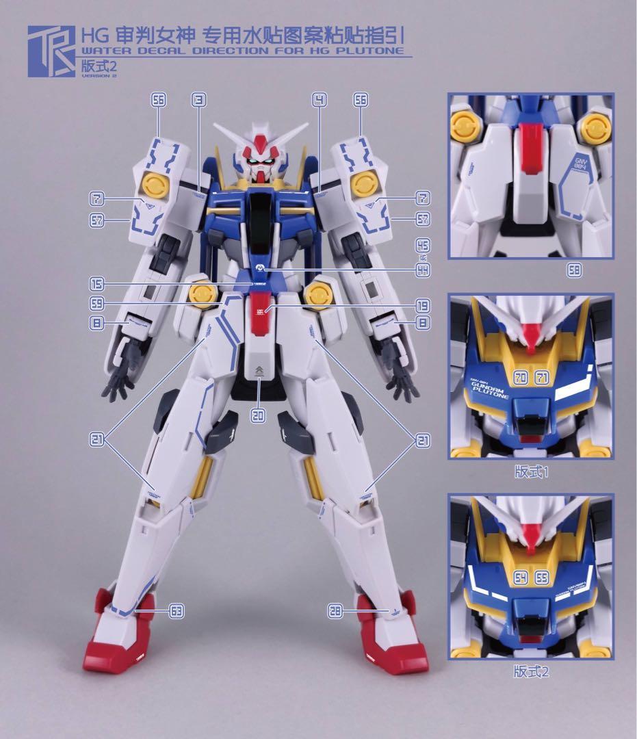 [Tri Red] HG Plutone Gundam Waterslide Decal 1/144 with custom designs ...
