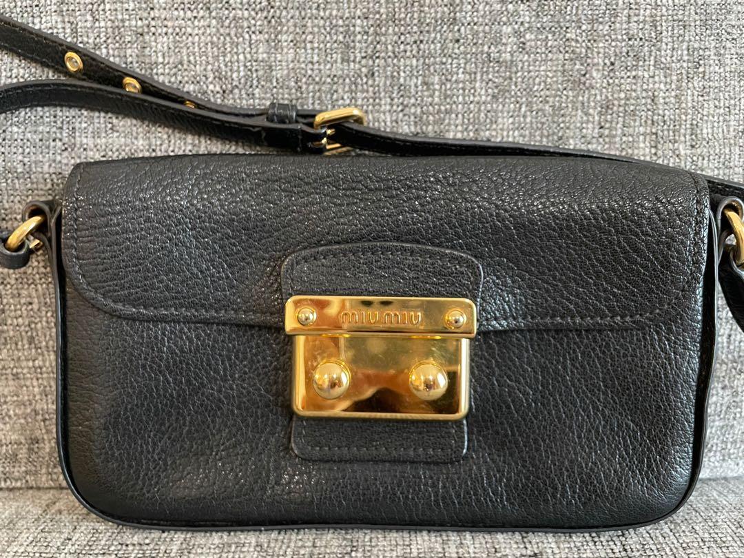 Authentic Mui Mui Cross body bag (black and Gold hardware), Women's ...