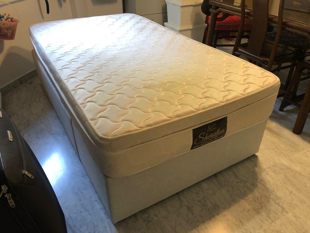 Custom made single bed with spring mattress, Furniture & Home Living ...