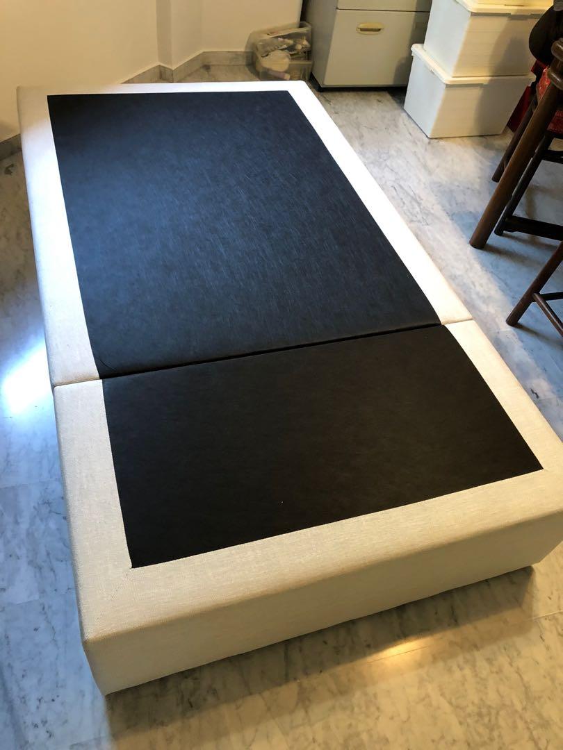 Custom made single bed with spring mattress, Furniture & Home Living ...