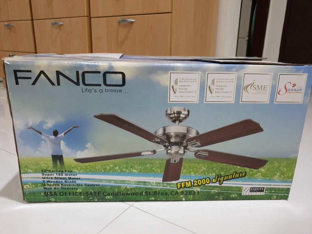 Fanco FFM2000 52" Ceiling Fan (new in box), Furniture & Home Living ...