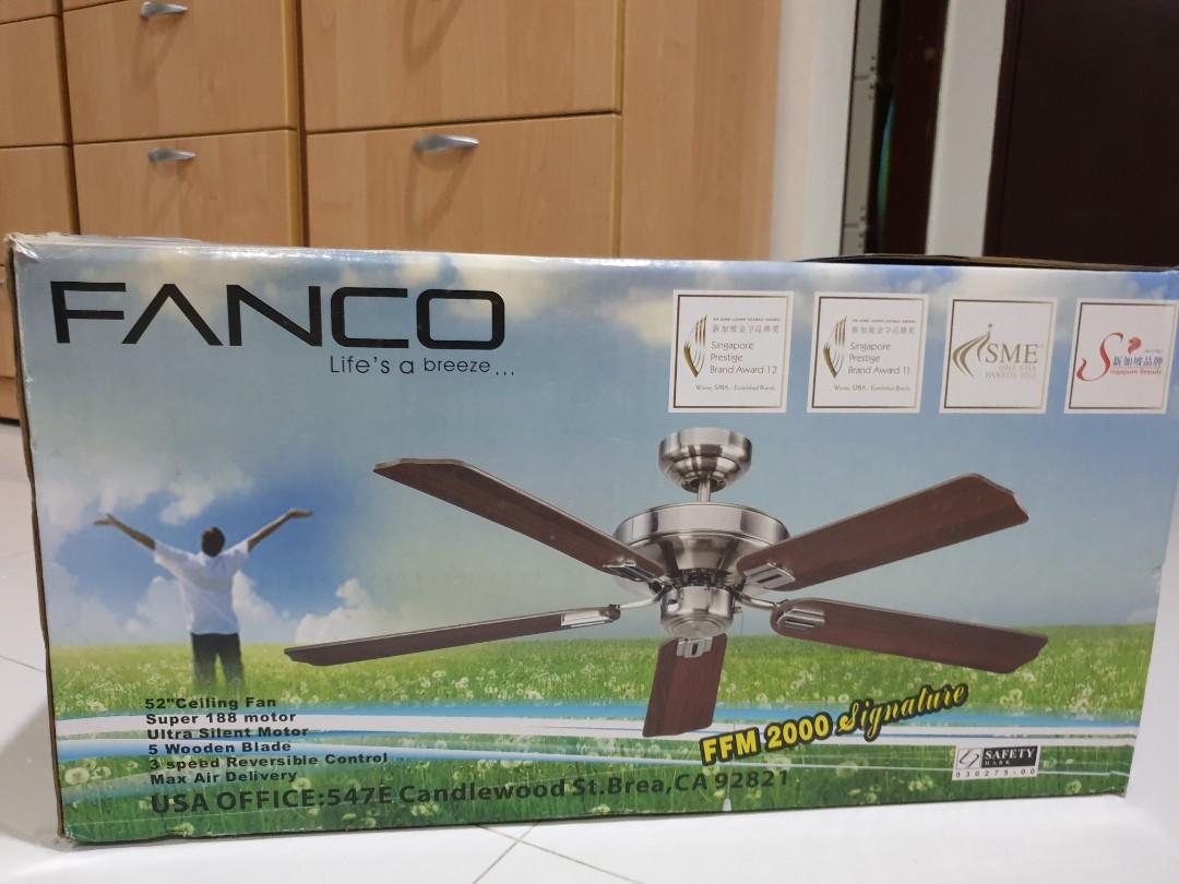 Fanco FFM2000 52" Ceiling Fan (new in box), Furniture & Home Living ...