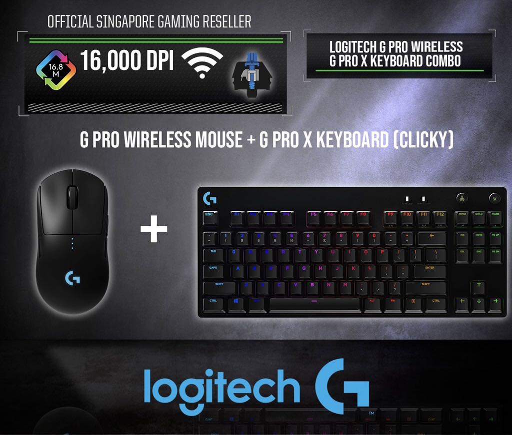 Logitech g pro wireless mouse and wired keyboard, Computers & Tech ...