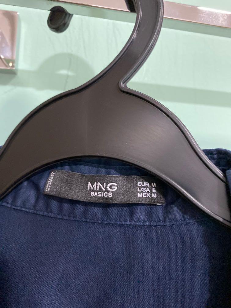 Mango Navy Blue Formal Top, Women's Fashion, Tops, Longsleeves on Carousell