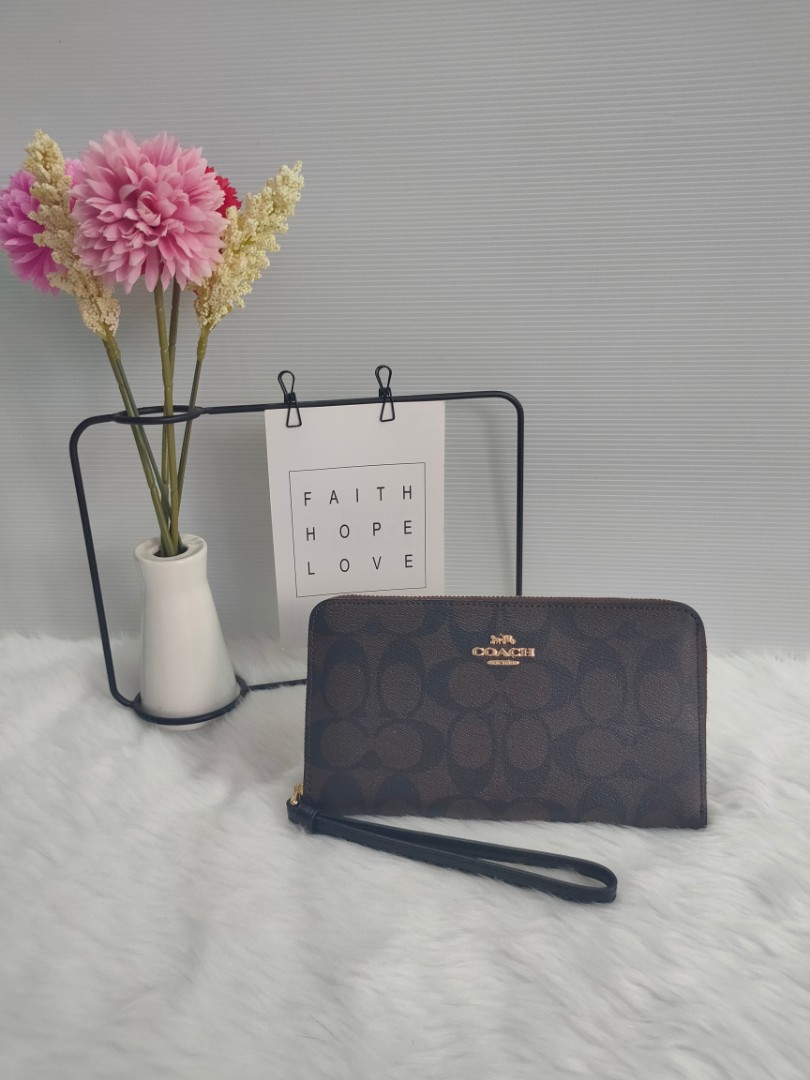 Original COACH Large Phone Wallet In Signature Canvas, Women's Fashion ...