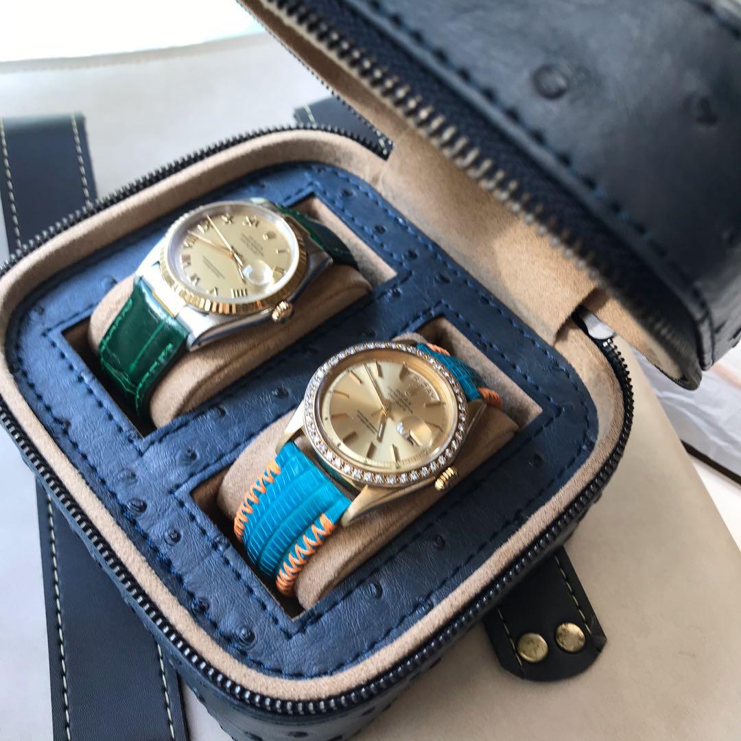 Ostrich double 2 watch box storage display case for rolex submariner ...