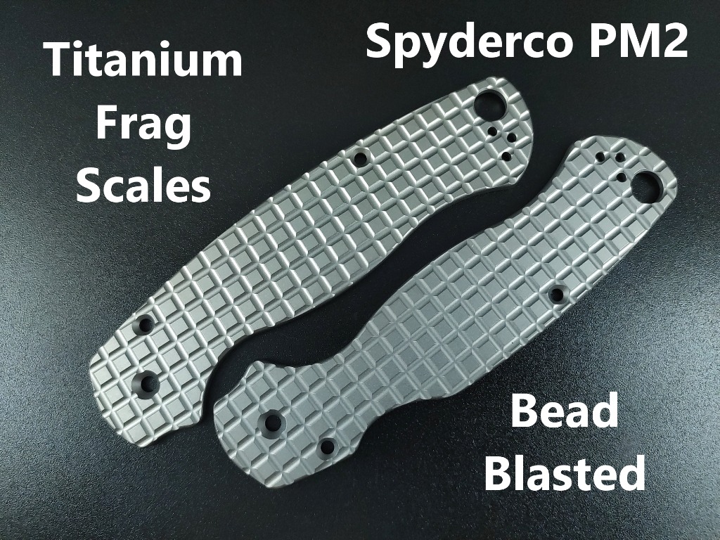 Reylight Titanium Frag Scales for Spyderco PM2 (Bead Blasted), Sports ...