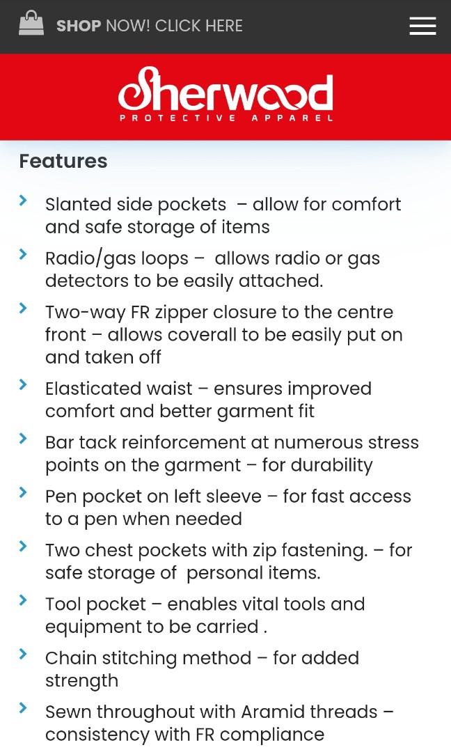 Sherwood Proban fire resistant coveralls, sz S, Men's Fashion, Coats ...