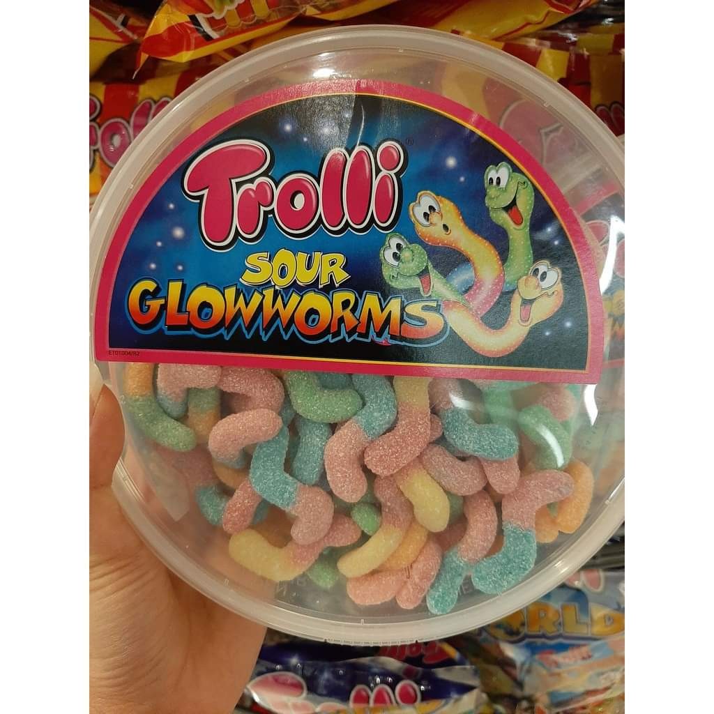 Trolli Sour Gummy Glow Worms 500g Tub, Food & Drinks, Other Food ...