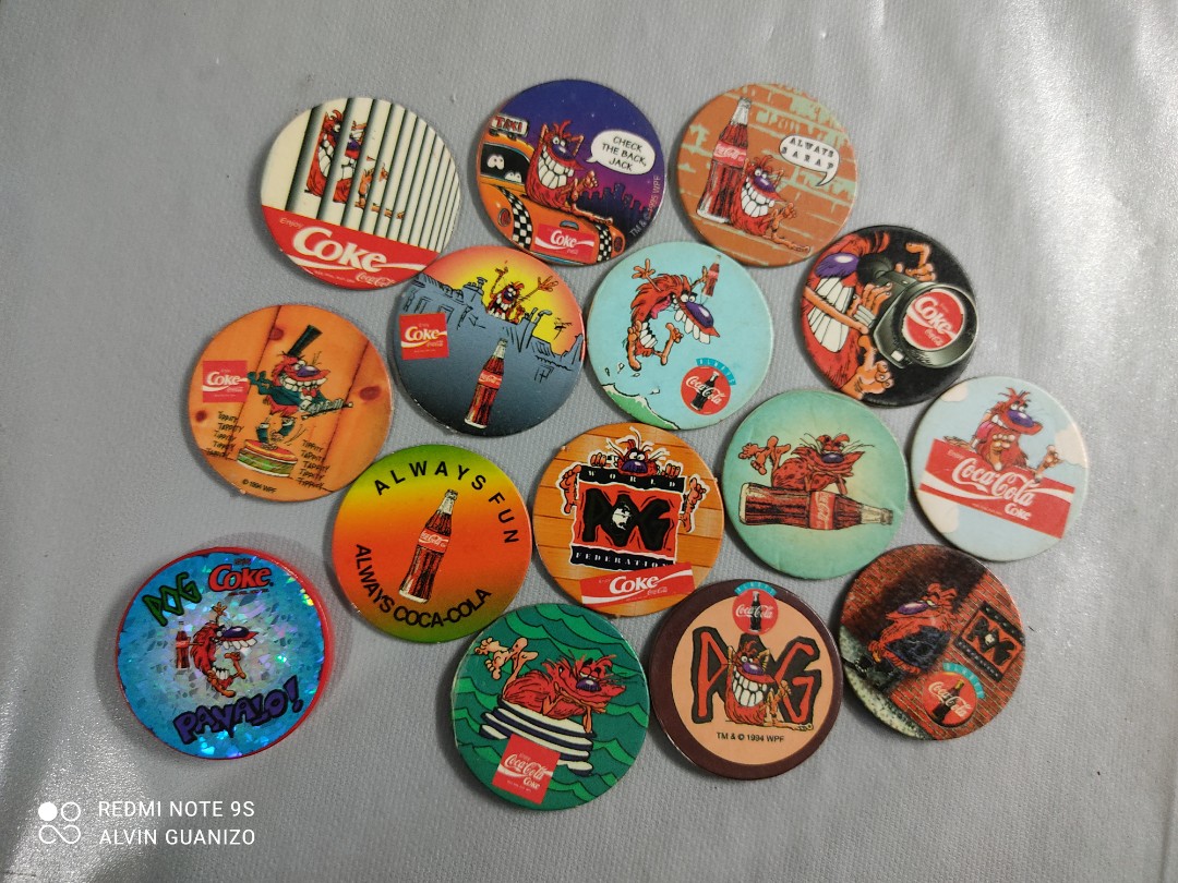 vintage Coke Coca cola Pogs with slammer, Hobbies & Toys, Memorabilia ...