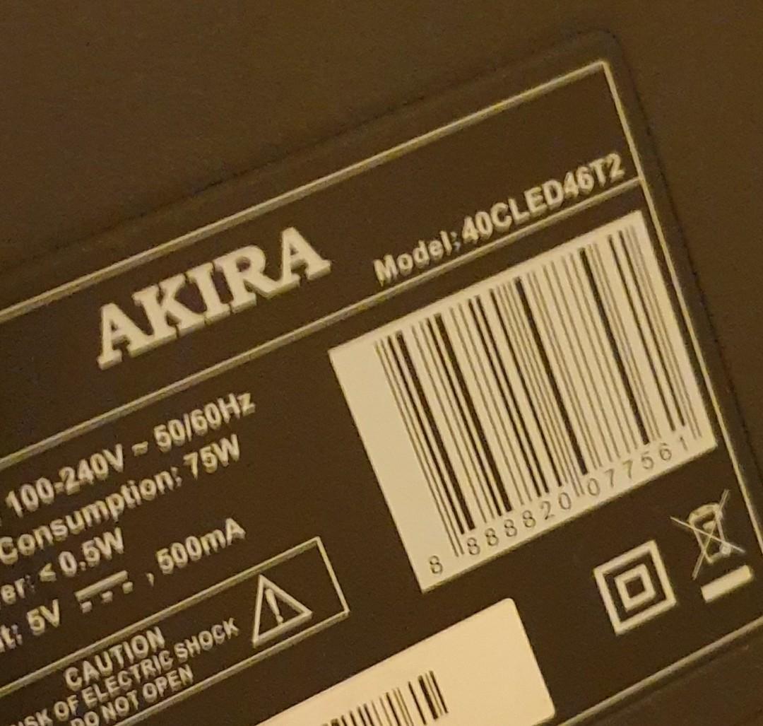 AKIRA 40" curved T2 digital HD LED TV 40CLED46T2, TV & Home Appliances, TV & Entertainment, TV ...