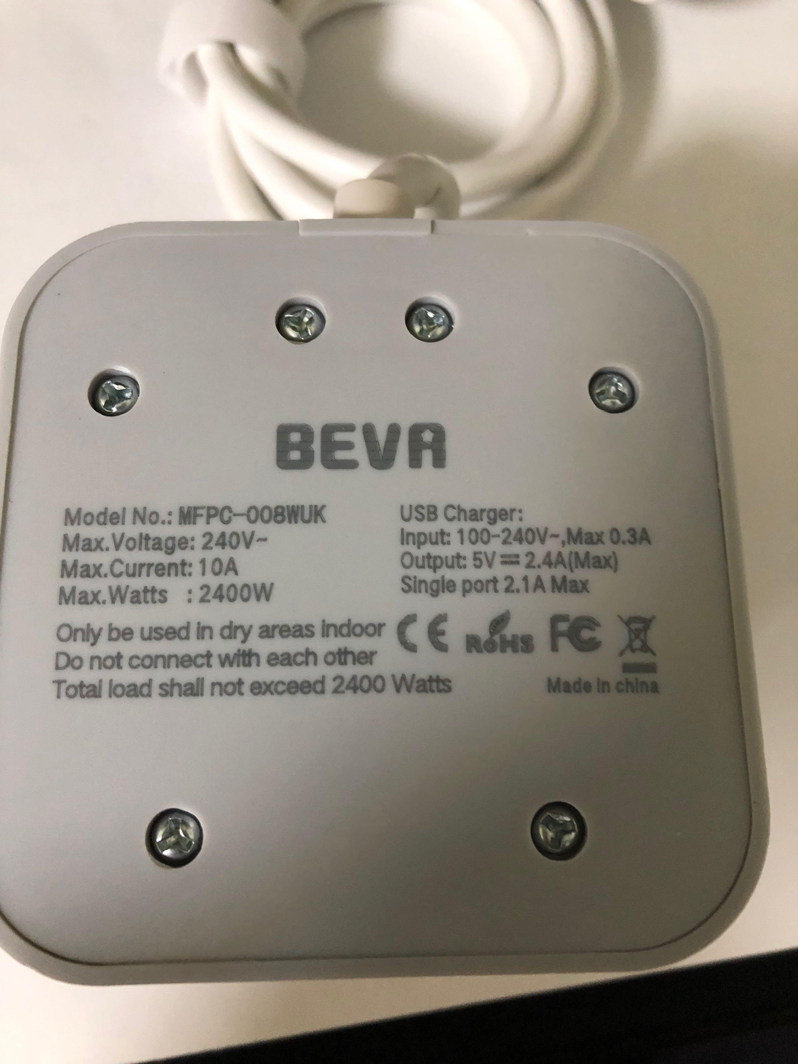 BEVR USB Power Socket (4 Socket, 3 USB Plug) (MFPC-008WUK), TV & Home ...