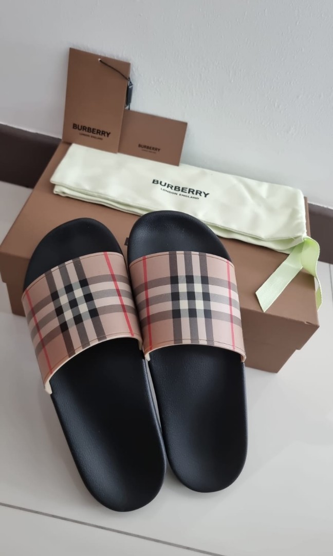 Burberry Slide, Men's Fashion, Footwear, Flipflops and Slides on Carousell