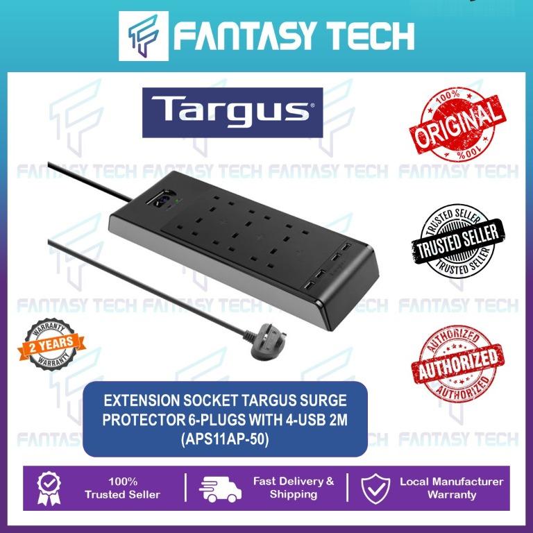 EXTENSION SOCKET TARGUS SURGE PROTECTOR 6-PLUGS WITH 4-USB 2M (APS11AP ...