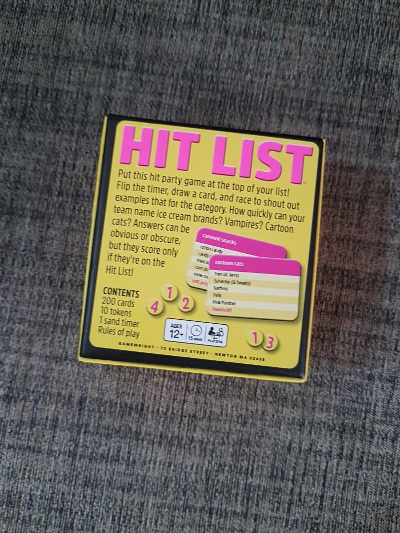 Hit list boardgame / card game / board game / party game, Hobbies ...