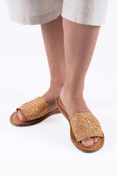Our Bare Hands Open Toe Slides Natural leather, Women's Fashion ...