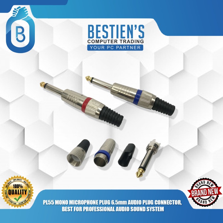 PL55 MONO MICROPHONE PLUG 6.5mm AUDIO PLUG CONNECTOR, BEST FOR ...
