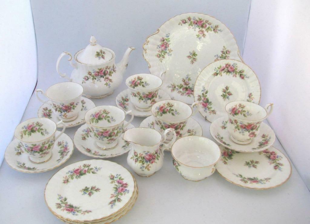 Royal Albert moss rose tea set with tea pot, Furniture & Home Living ...
