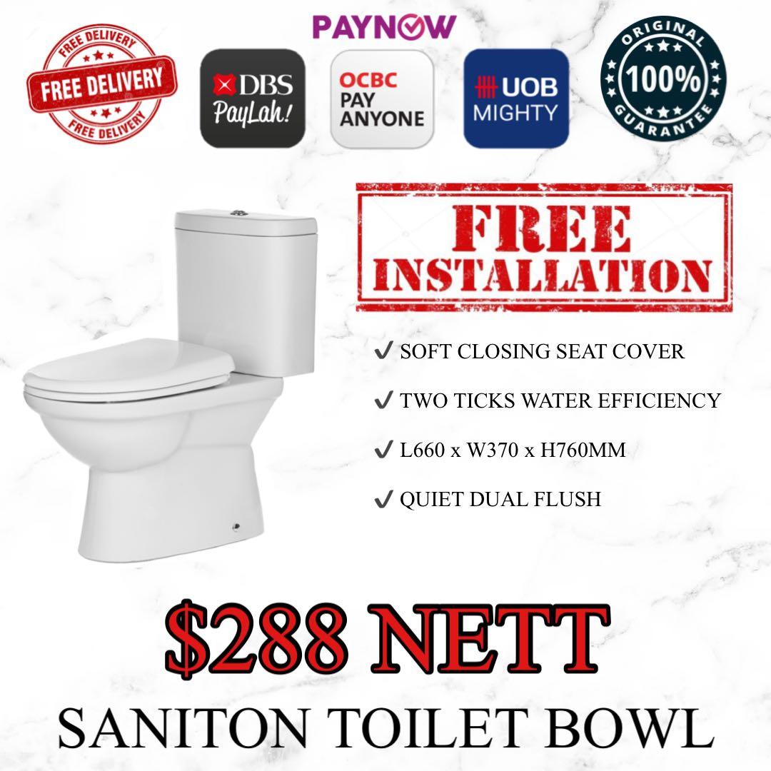 SANITON Toilet Bowl FREE INSTALLATION , Furniture & Home Living ...