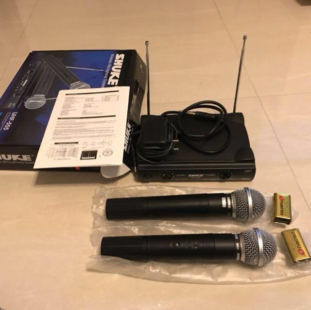 Shuke Wireless Mic UHF-555 (1 Pair) Full Set, Audio, Microphones on ...