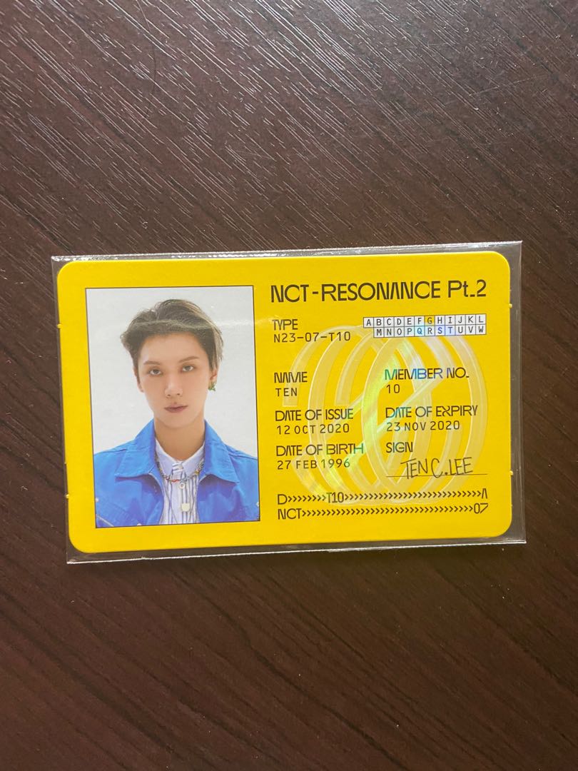 NCT Ten Arrival ID Card, Hobbies & Toys, Memorabilia & Collectibles, K ...