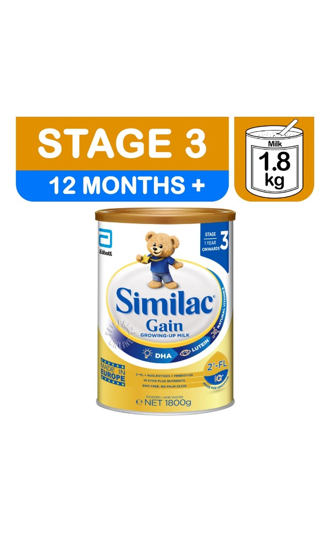 1.8kg Similac Gain Stage 3, Babies & Kids, Nursing & Feeding ...