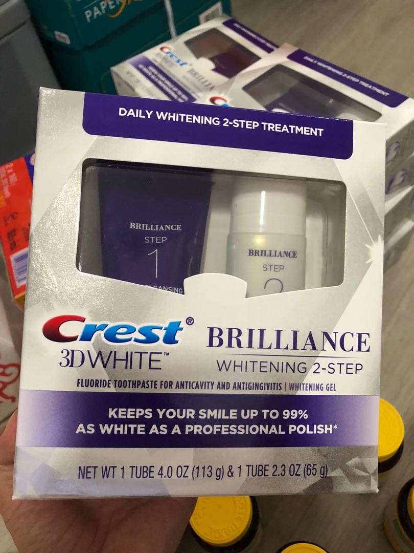 Crest 3D White Brilliance + Whitening Two-step Toothpaste, 4.0 Oz and 2 ...