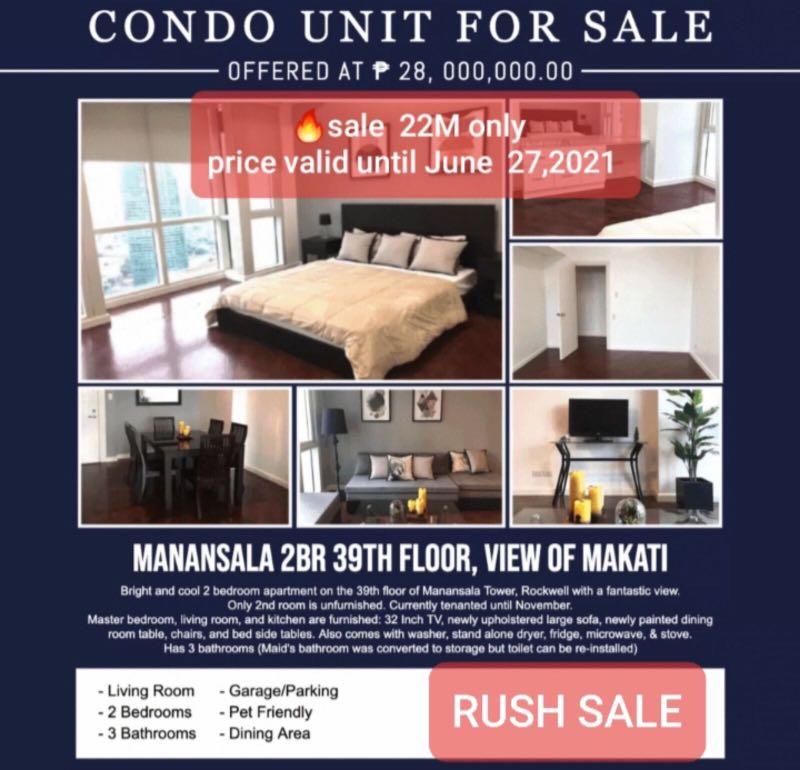 Manansala Tower, Rockwell condo unit Rush sale!, Property, For Sale ...