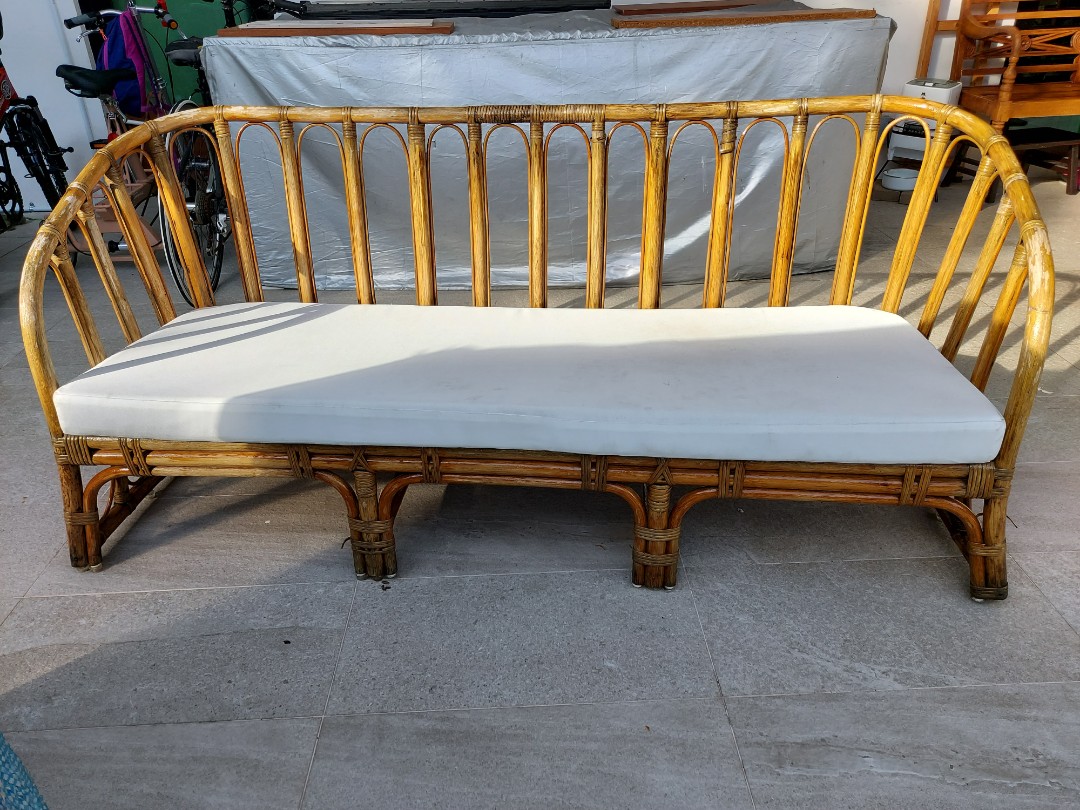 Old Rattan sofa, Furniture & Home Living, Furniture, Sofas on Carousell