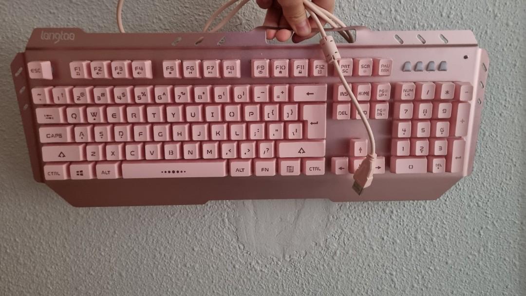 Pink Membrane Keyboard with White Backlit - 104 keys, Computers & Tech ...