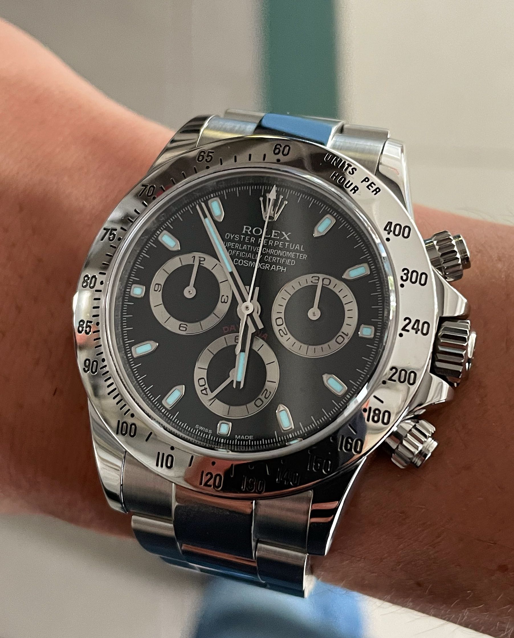 Rolex Daytona 116520 Black APH Dial Blue Lume, Luxury, Watches on Carousell