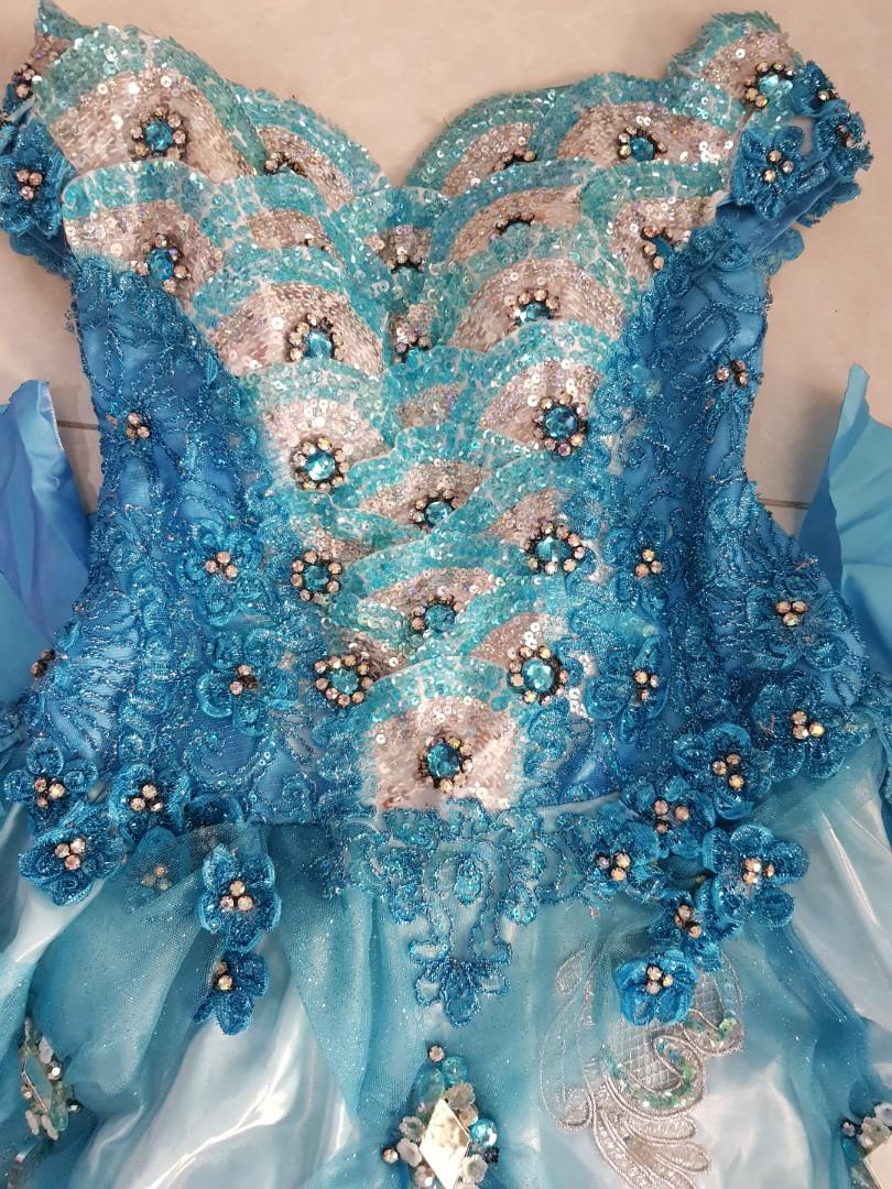 Sagala/ Debut Blue Gown with Swarovski Crystals, Women's Fashion ...