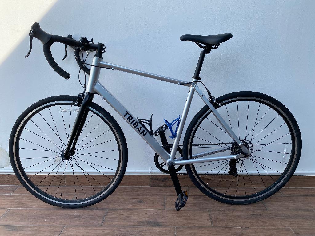 Triban RC 100 7sp Road Bike - Silver - Size L, Sports Equipment ...