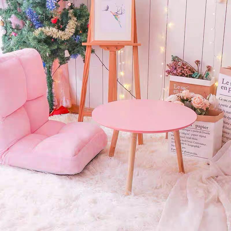 ️ Pink large Round Wood Leg Table height 42 cm diameter 60 cm ...