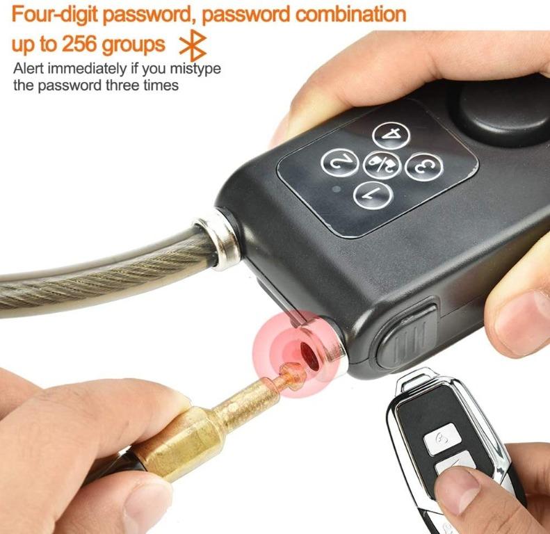 Bewinner Alarm Bike Lock, Y787R Wireless Remote Control Alarm Lock ...