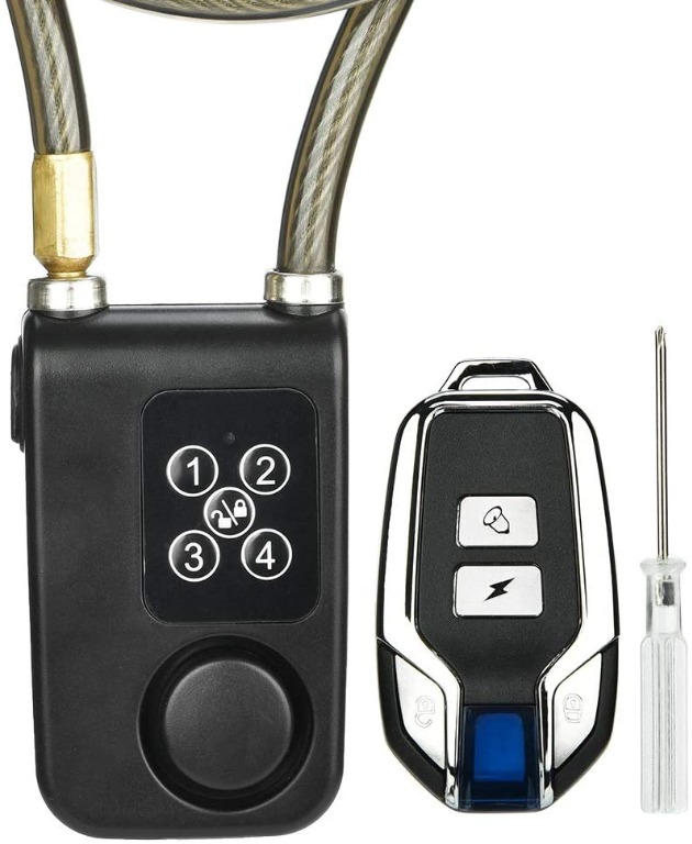 Bewinner Alarm Bike Lock, Y787R Wireless Remote Control Alarm Lock ...
