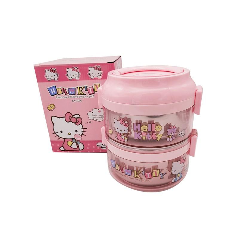 Cartoon 2-Tier Tingkat Lunchbox Food Container, Furniture & Home Living ...