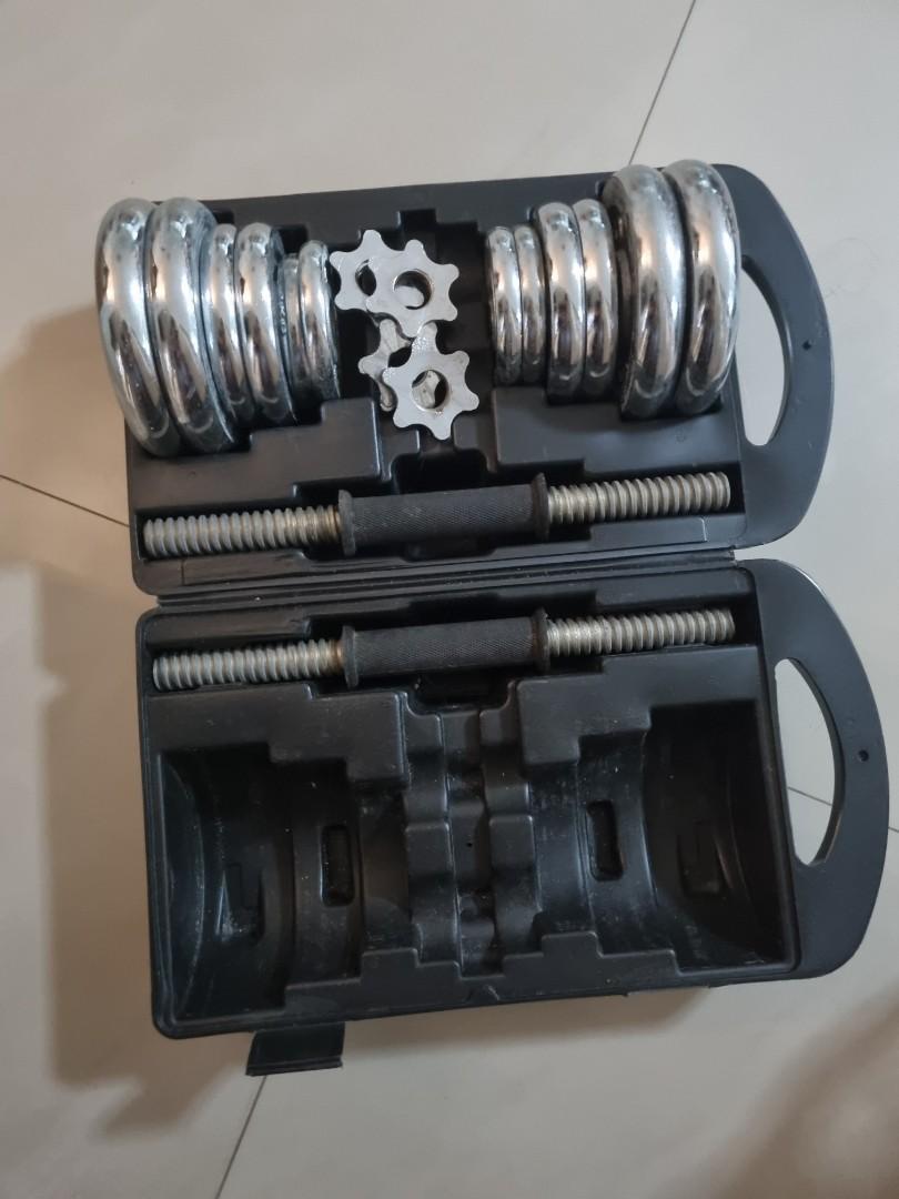 Chrome Adjustable Dumbell Set 20kg, Sports Equipment, Exercise ...