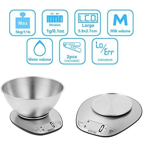 Eono Electronic Kitchen Scale Premium Large Display Backing Scale Wet ...