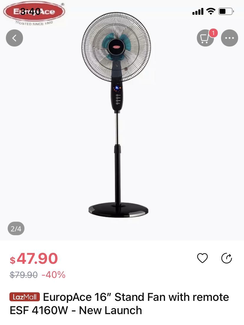 Europace stand fan, Furniture & Home Living, Lighting & Fans, Fans on ...