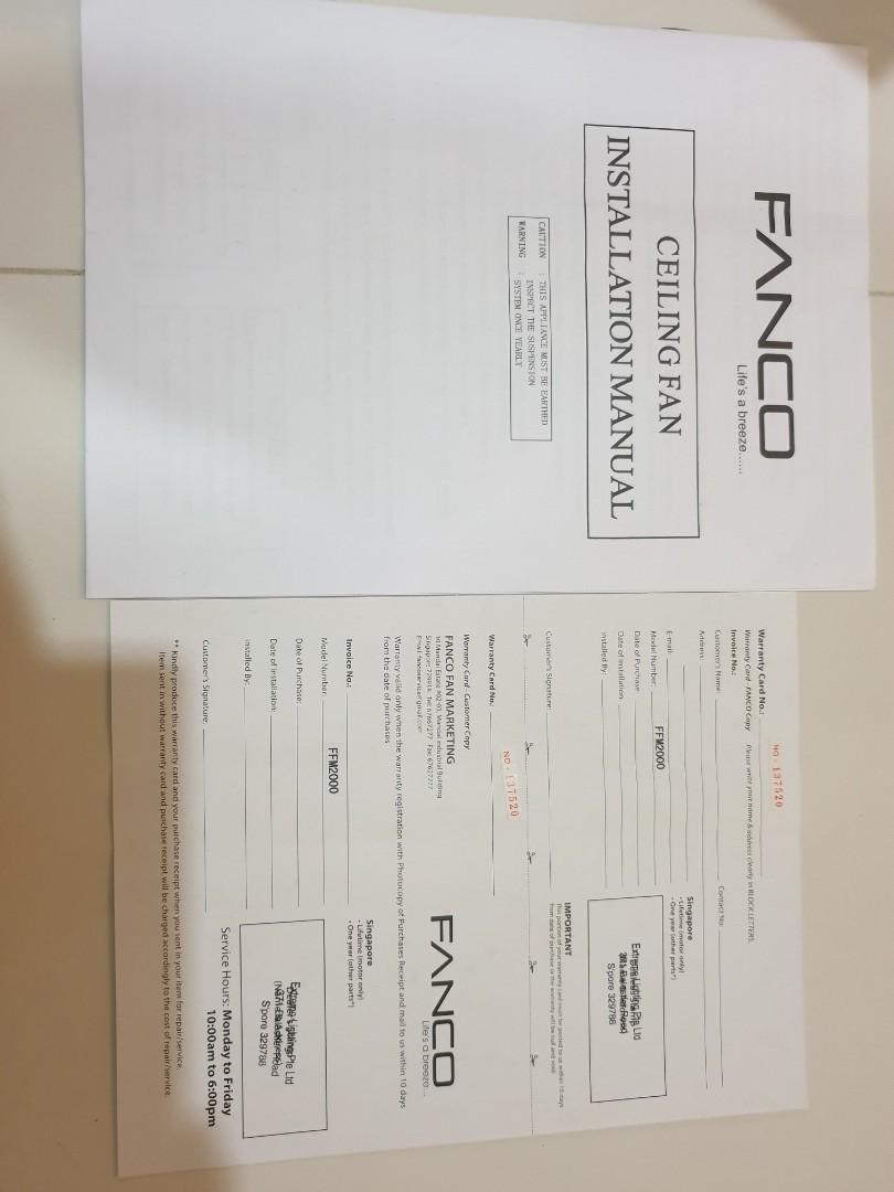 Fanco FFM2000 52" Ceiling Fan (new in box), Furniture & Home Living ...