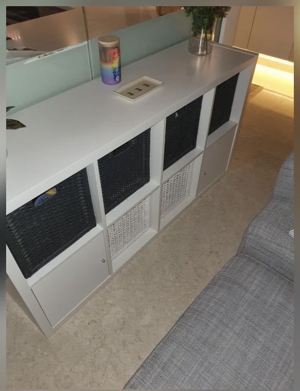 KALLAX Shelving unit with doors, 6BRANÄS basket, rattan, Furniture ...