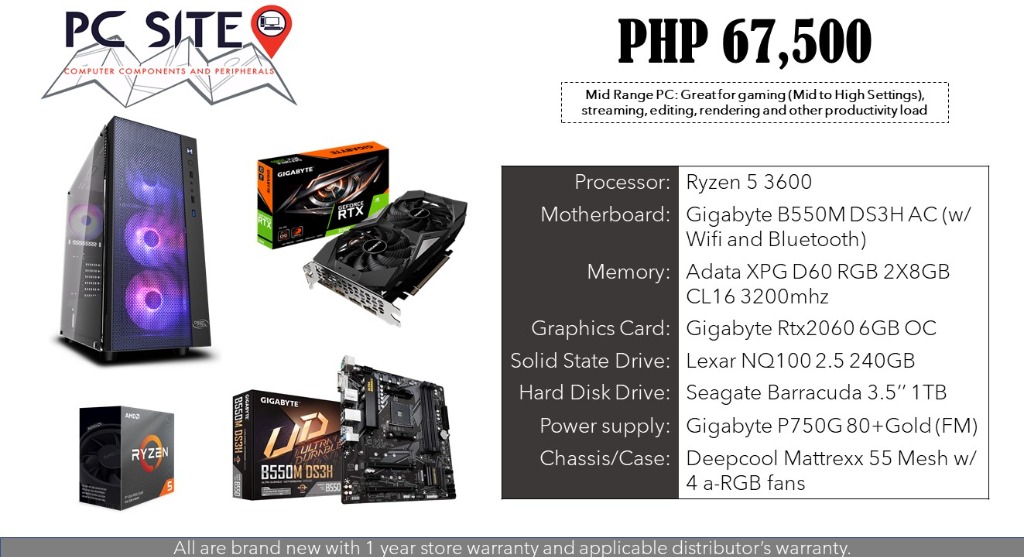 Mid Range PC For Sale (Ryzen 5 3600 + Rtx2060 OC), Computers & Tech ...