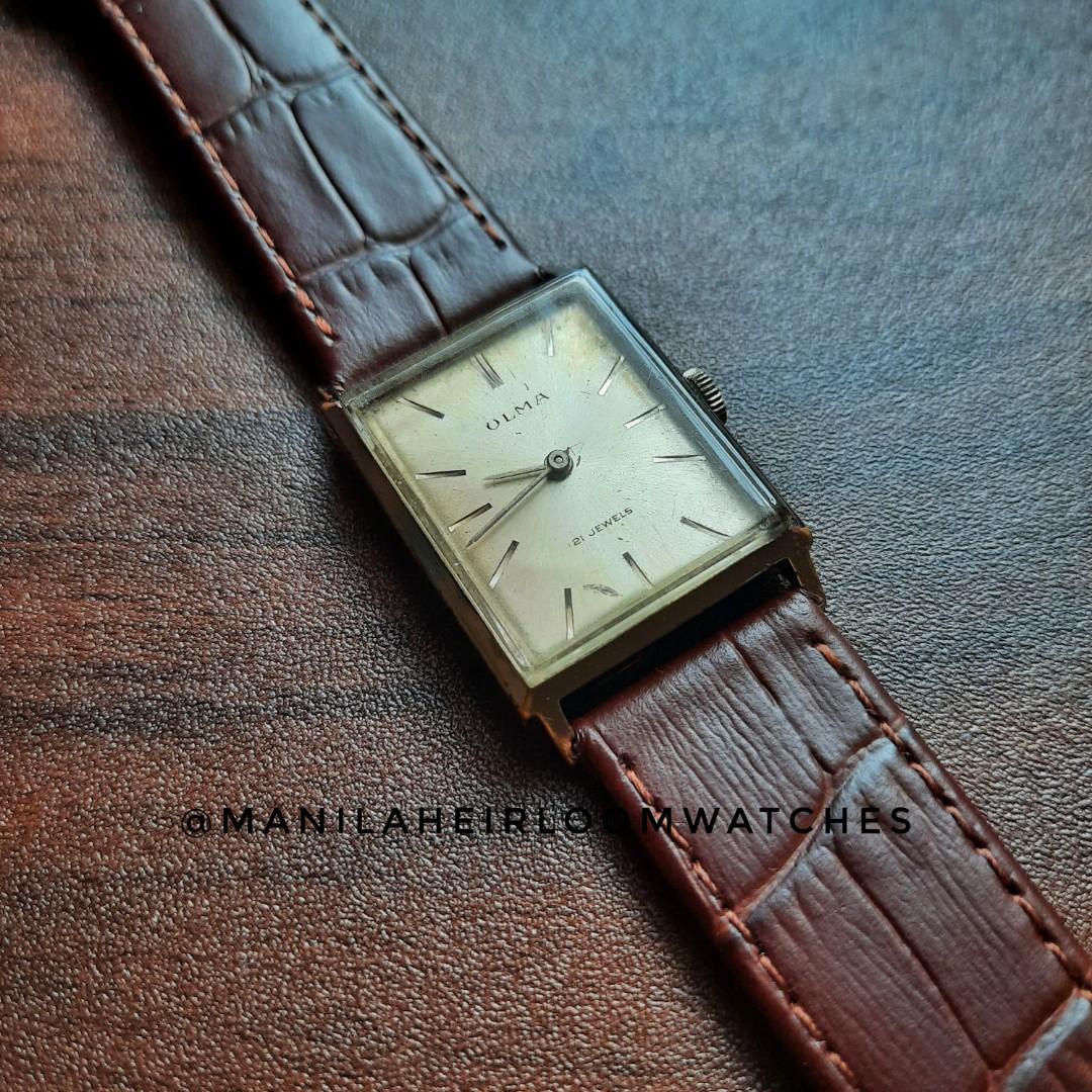 Olma 21J Vintage Tank Type Swiss Manual Wind Watch, Women's Fashion ...