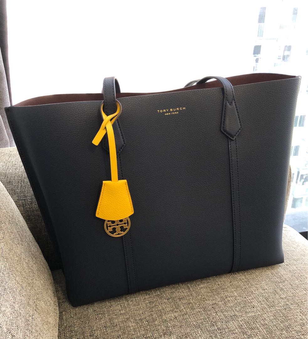 Tory Burch Perry triple compartment tote bag in navy, Women's Fashion ...