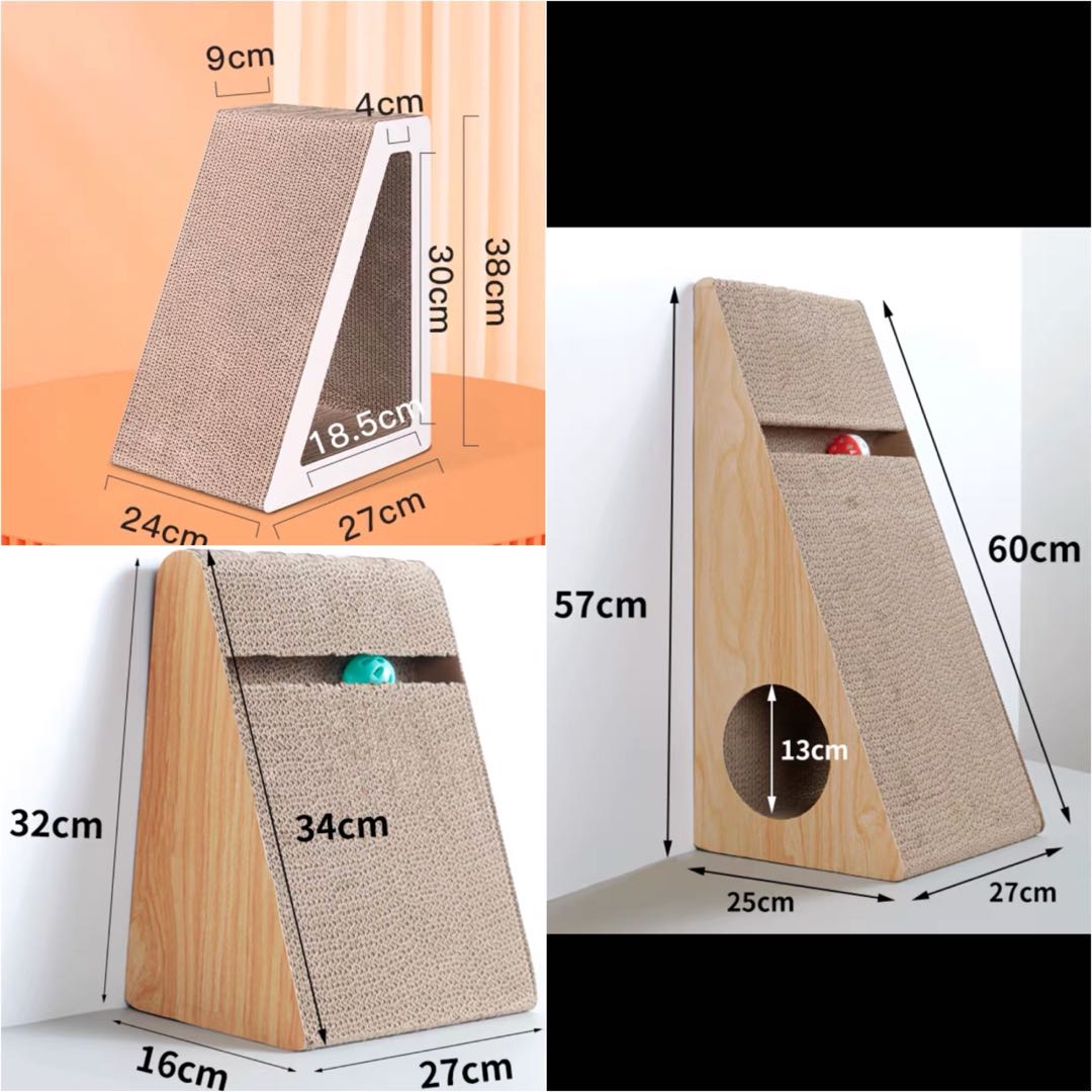 Triangle Scratch Board Wood Design non cat cage litter carrier condo ...