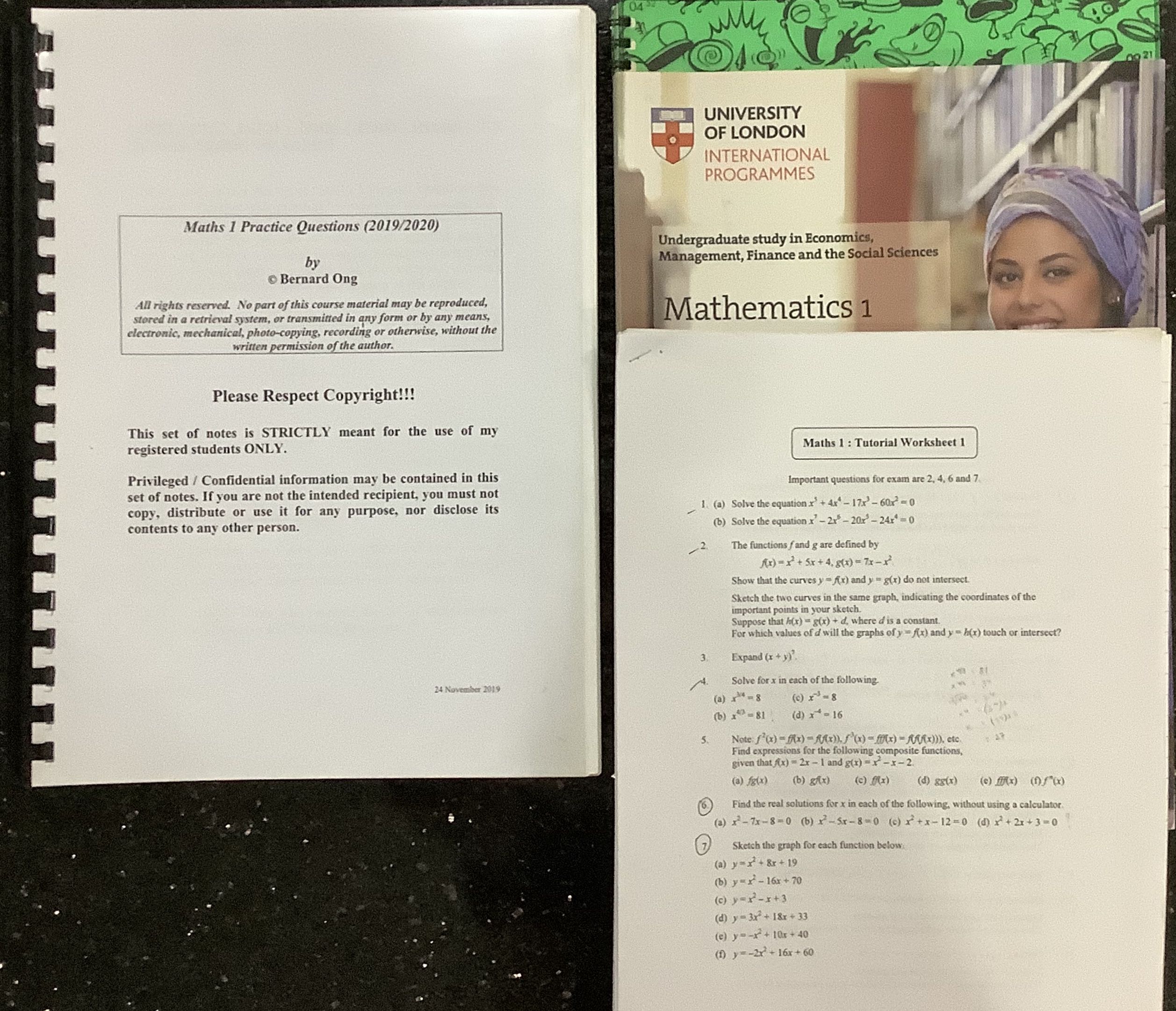 UOL MATH 1 NOTES (MT105a) Bernard Ong’s Practice Questions + Subject ...