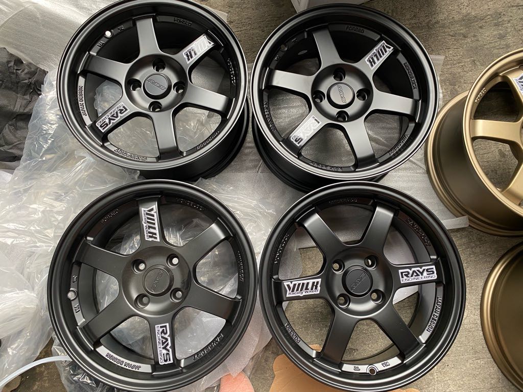 15" TE37 design Mags 4Holes pcd 100 Black, Car Parts & Accessories ...