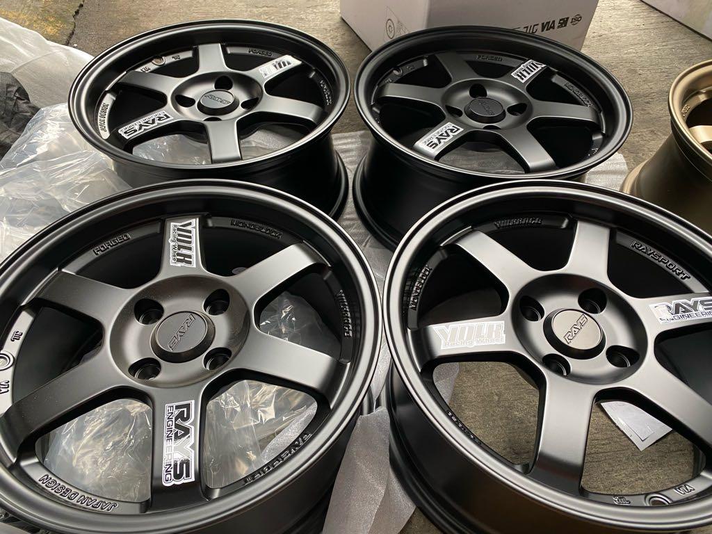 15" TE37 design Mags 4Holes pcd 100 Black, Car Parts & Accessories ...